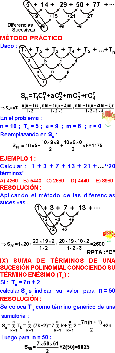 SERIES Y SUMATORIAS FÓRMULAS , MÉTODOS Y EJEMPLOS DE RAZONAMIENTO ...