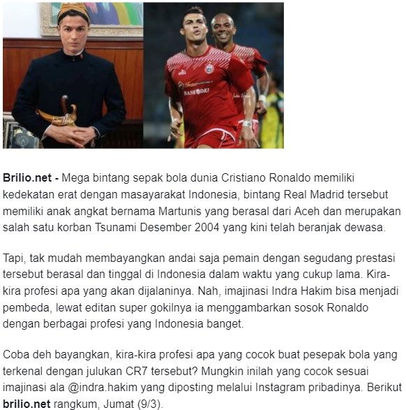 Imajinasi super, ini 6 Meme profesi Ronaldo andai tinggal di Indonesia ...