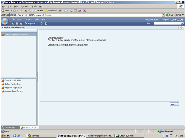 How to create a planning application in hyperion?