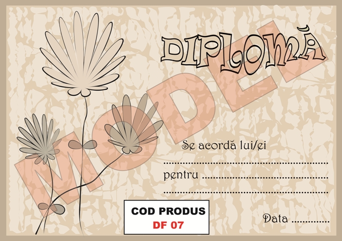 DIPLOME FEL DE FEL : MODELE DE DIPLOME CU FLORI / MOTIVE FLORALE