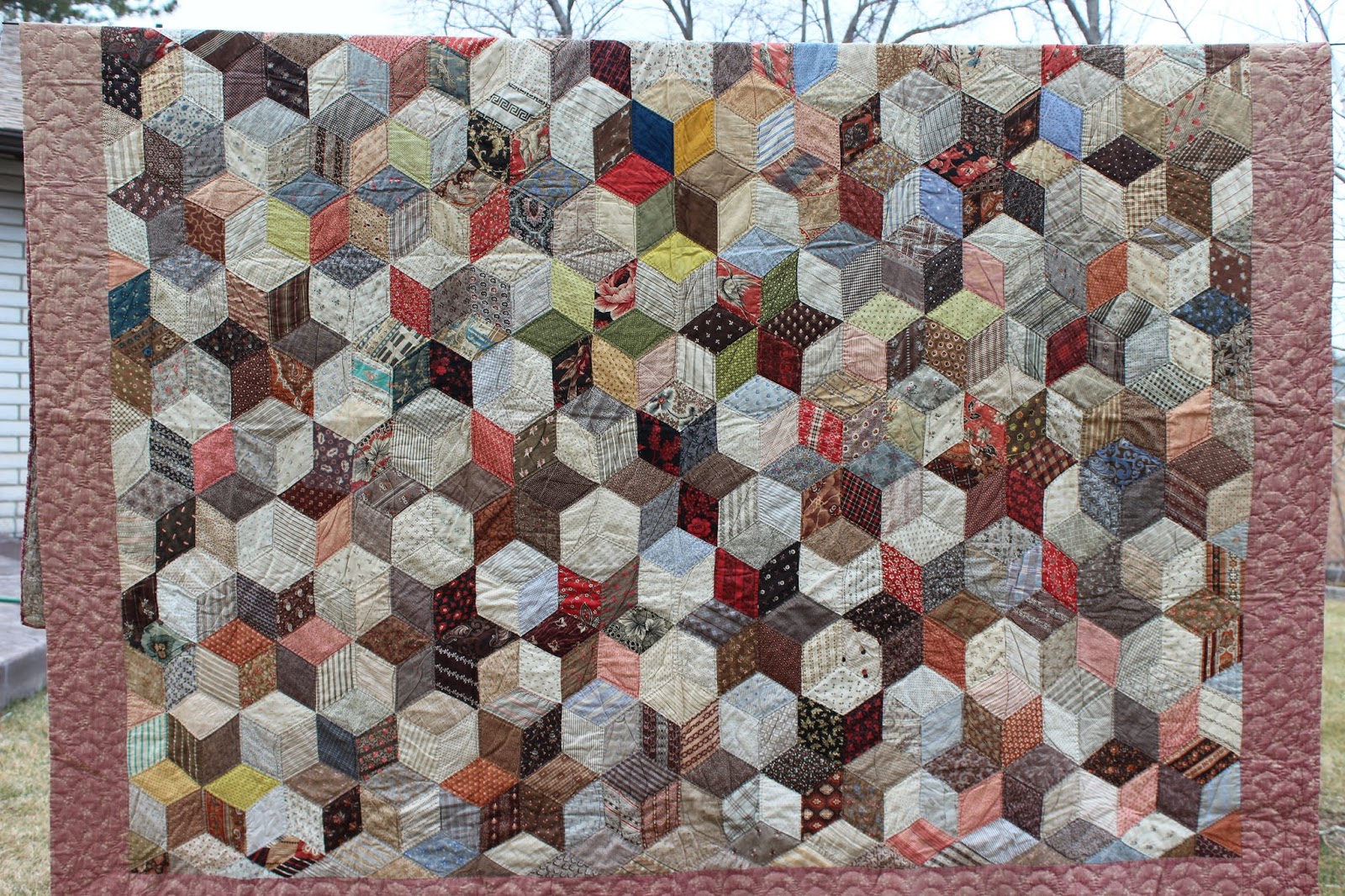 Textile Time Travels: Tumbling Block Stars - Antique Quilt