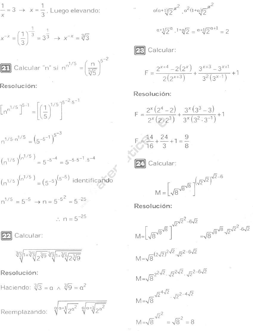 EXPONENTES DE SECUNDARIA EJERCICIOS DESARROLLADOS