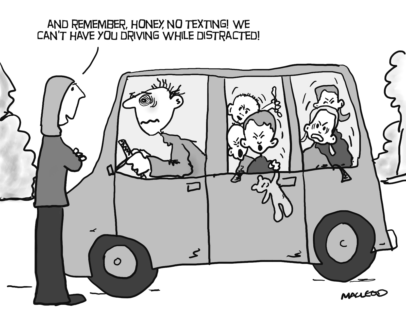 MacLeod Cartoons: Texting While Driving Banned in Indiana