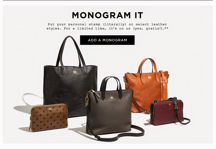 J.Crew Aficionada: Free Monogramming at Madewell {limited time!}