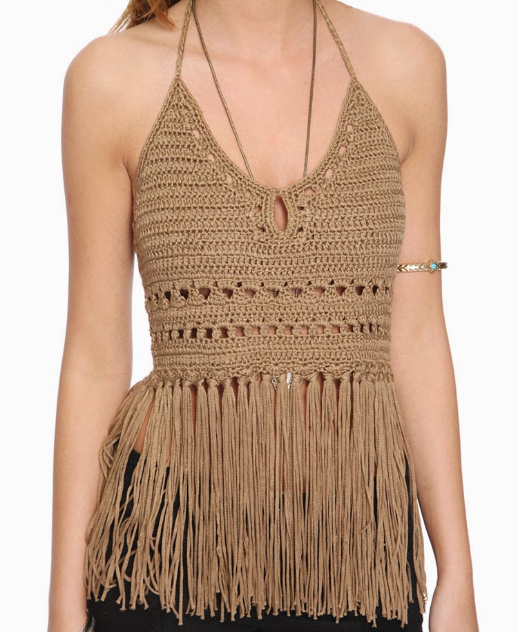 crochelinhasagulhas: Blusa de crochê com franjas