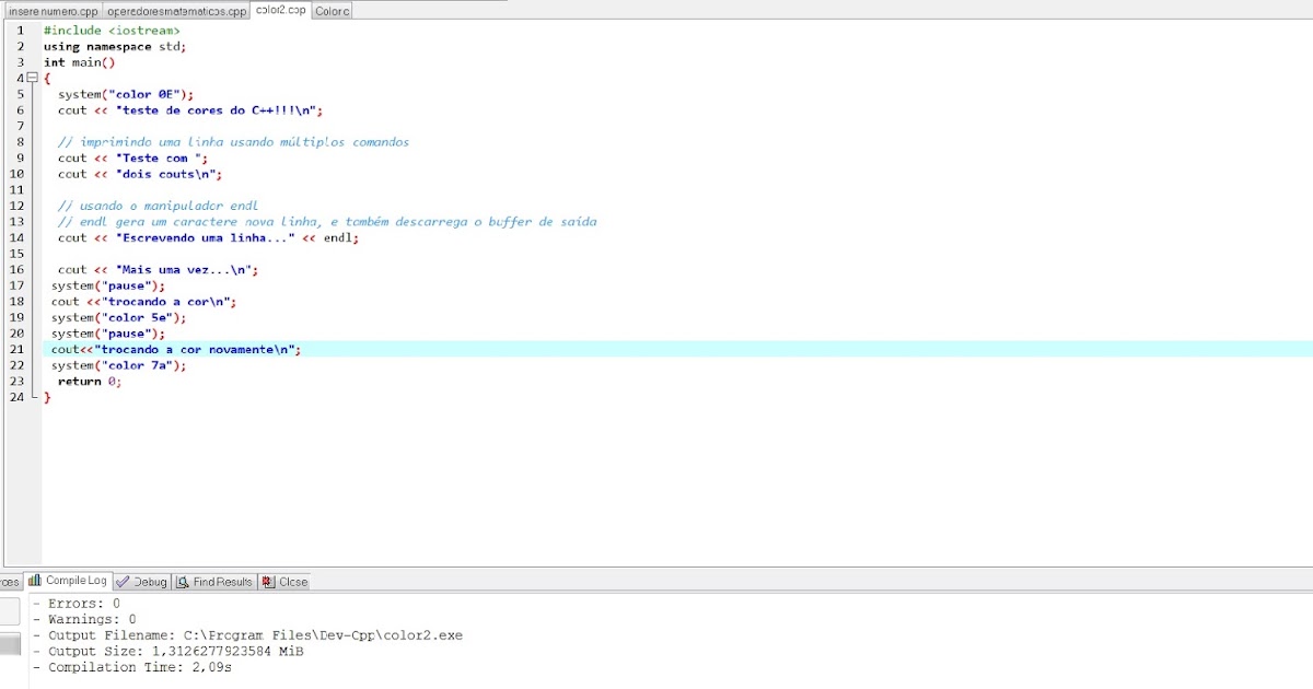 COMO MONTAR TELAS EM C++ - SYSTEM COLOR - USANDO DEV C++
