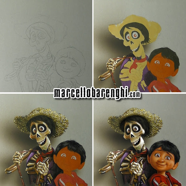Drawing of Miguel and Hector from Coco Disney Pixar - Marcello Barenghi