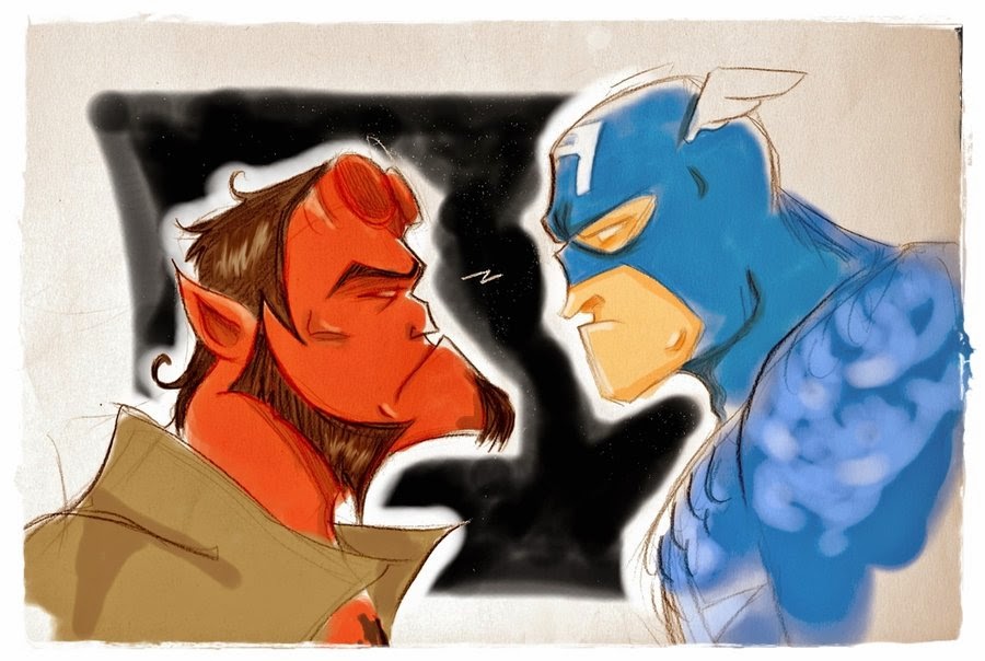 Fashion and Action: Hallboy Meets Captain America Crossover Fan Art