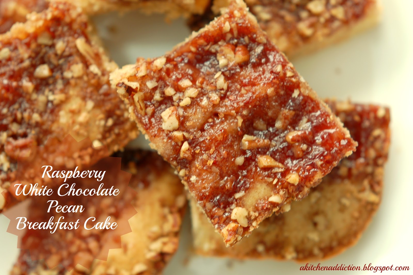 Raspberry White Chocolate Pecan Breakfast Cake - A Kitchen Addiction