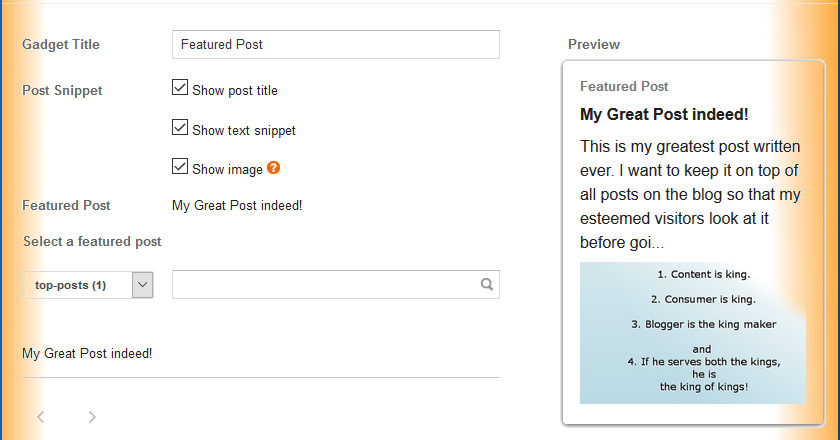 Why not highlight your best post on Blogger with a featured post widget?
