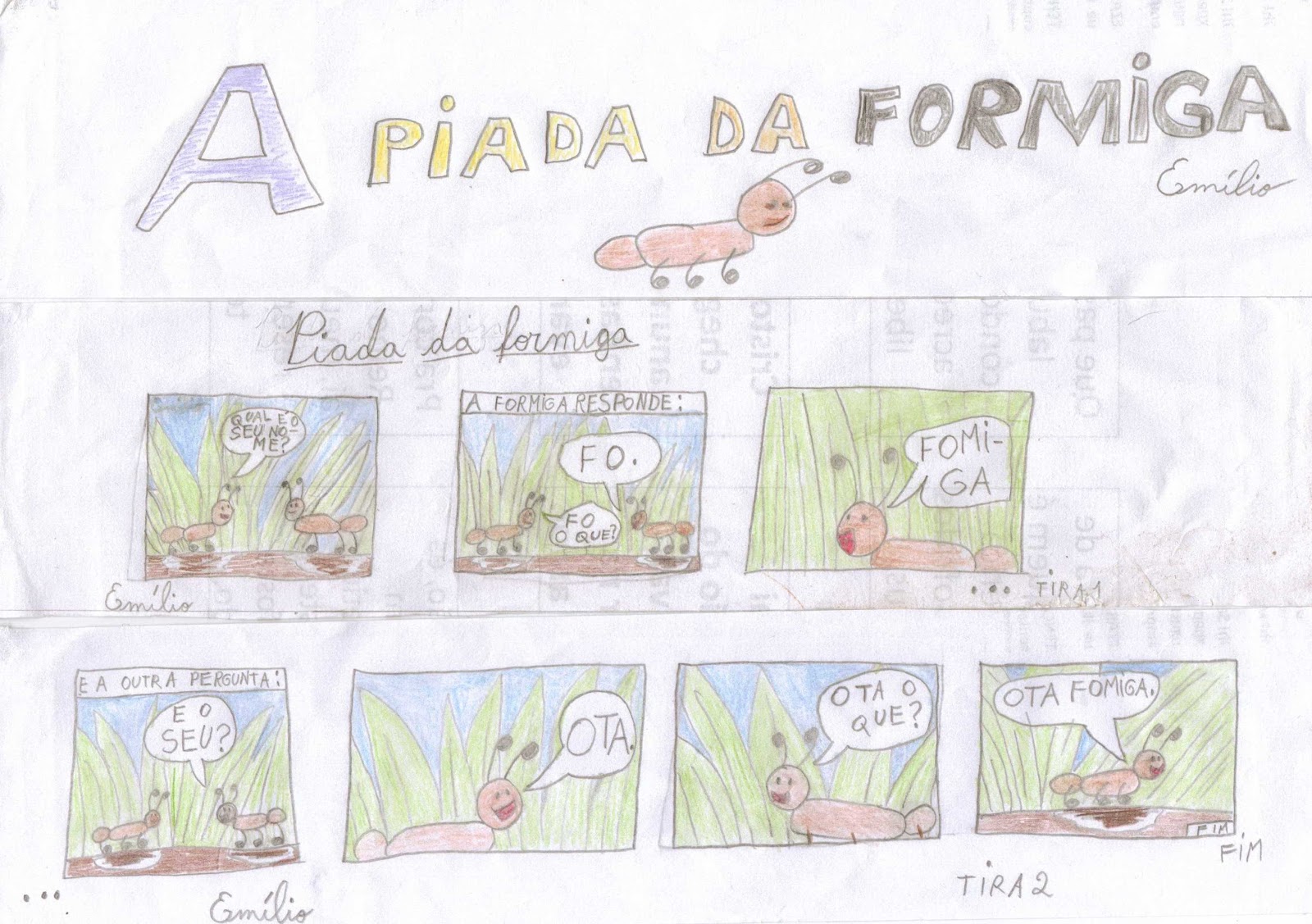 História em Quadrinhos - Sexto ano: A piada da formiga