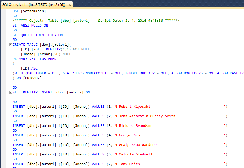Export tabulky včetně dat z MSSQL databáze do scriptu ~ Tomas Adl