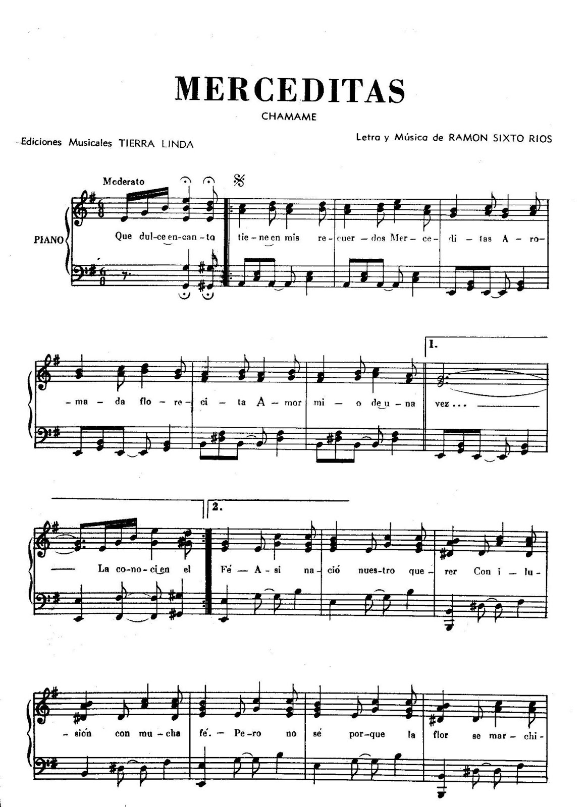 Nostalgias de mi Litoral: Merceditas (chamamé) - Partitura musical