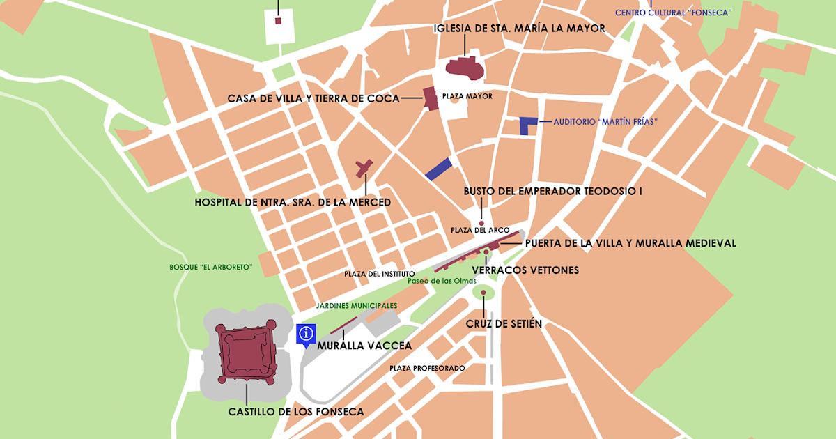 Castillo de Coca: Plano con los Monumentos de Coca