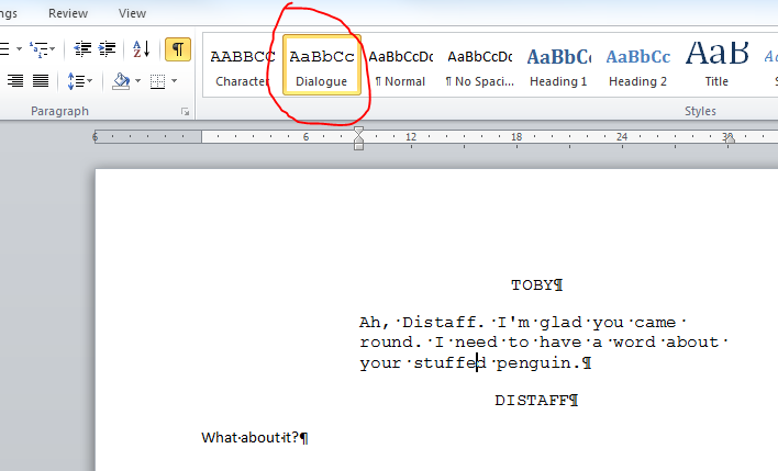 My Creative Stream: Microsoft Word script formatting