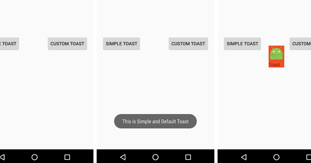 Android Code: Android Example-Custom Toast and Simple default Toast