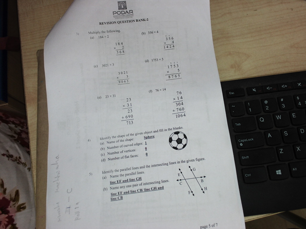 CLASS III MATH REVISION QUESTION BANK-2 ANSWER SCHEME