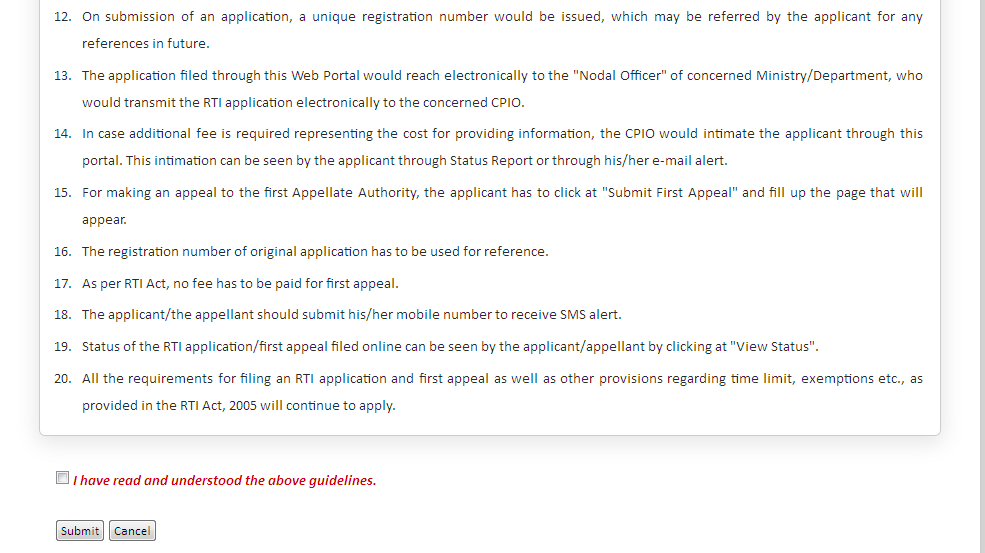 E-FILLING OF FORMS: HOW TO FILE ONLINE RTI APPLICATION