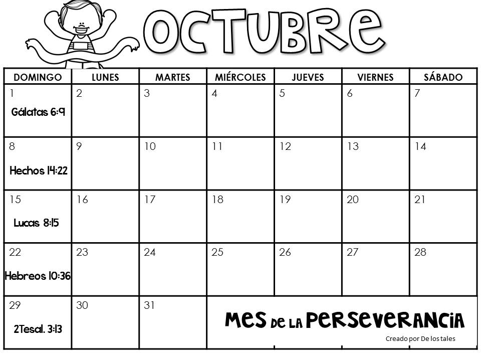 Calendario Mes De Octubre