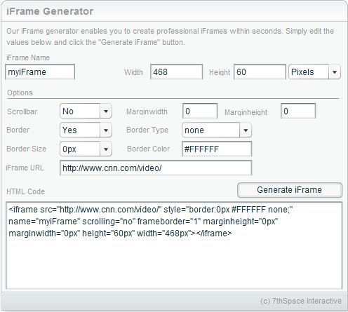 Living Online: iFrame Generator
