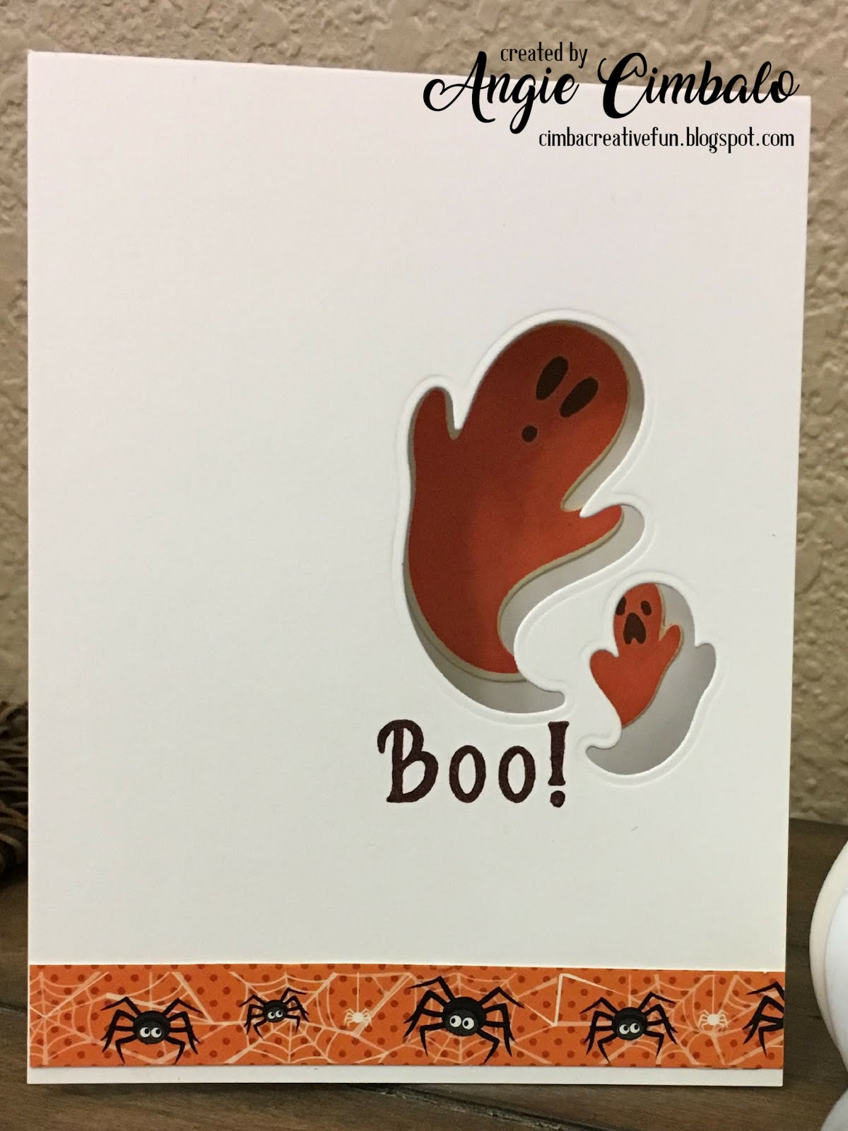 Cimbacreativefun: Boo Halloween Ghosts and Spiders Card