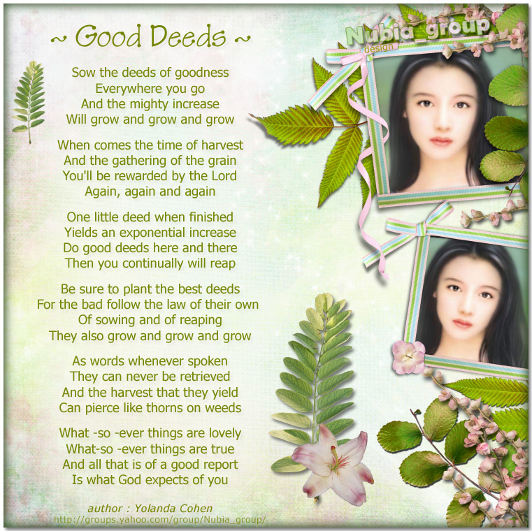 * Nubia_group Inspiration *: Good Deeds