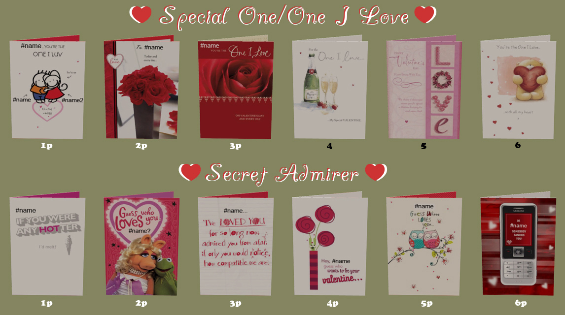 Valentine's Day greeting cards | My Sims 2 Clutter Spot