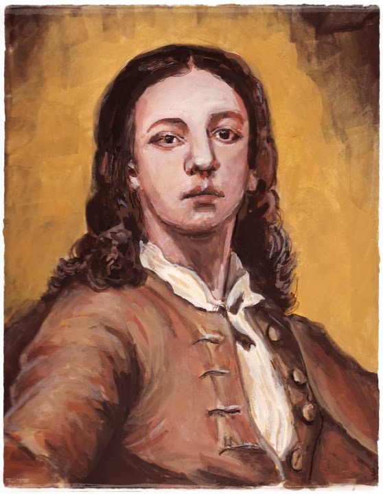 Flying Pony Studios: Casein painting #3 – Portrait of an artist from 1744