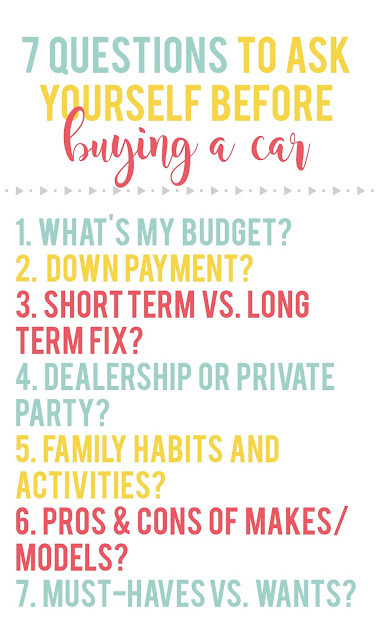 7 Questions To Ask Yourself Before Buying A Car - Sunshine and Munchkins