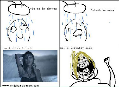 Here You will find many troll jokes.: Funny Comics - Singing in the shower