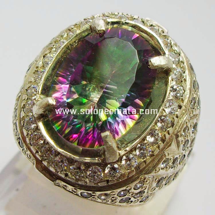 Batu permata Rainbow Mystic Quartz - sp081 | Merah Delima Asli | Toko ...