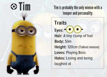 Temper and Personality, Minion's Tim | Despicable Movie 2 Cute little ...