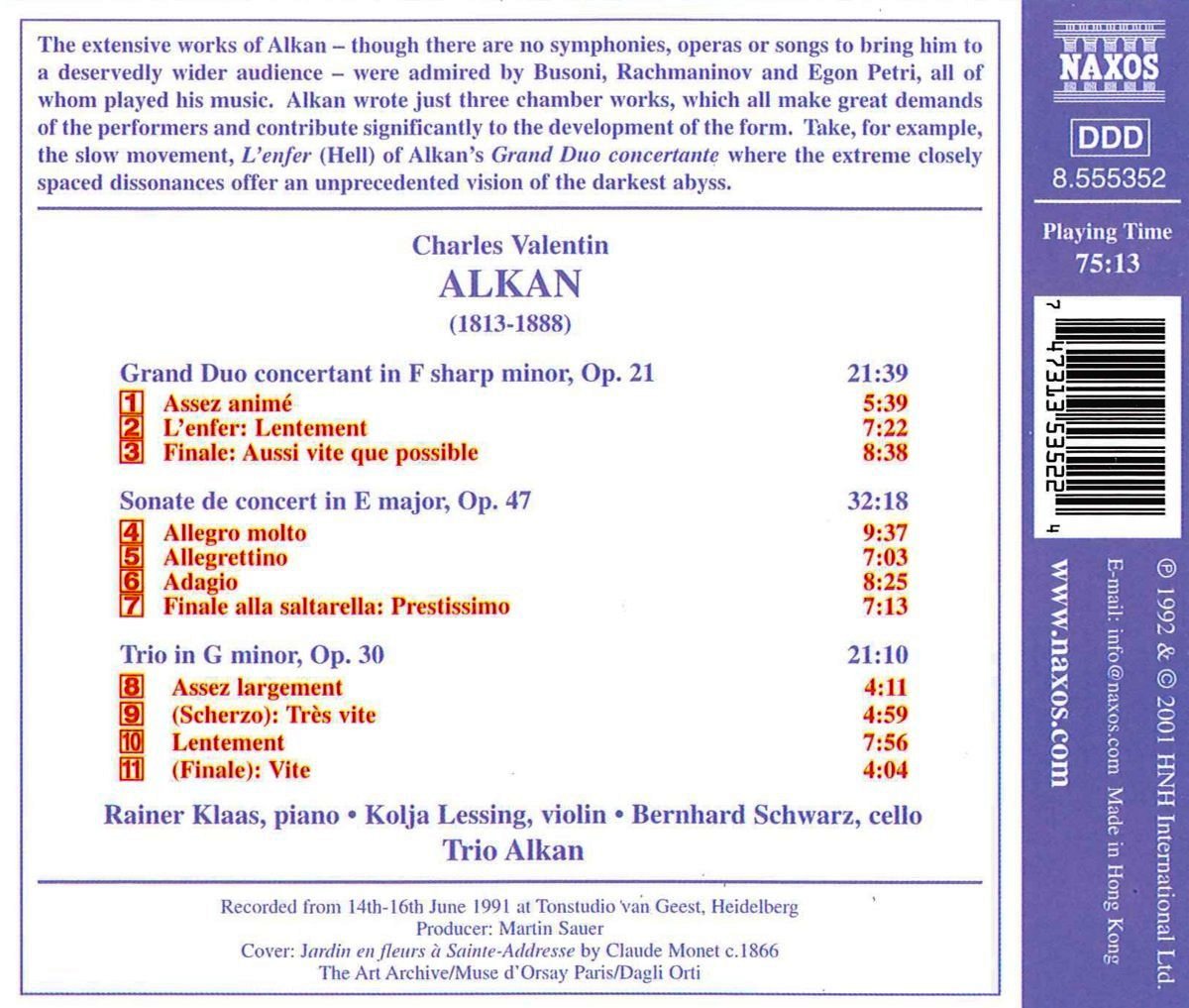 Música clásica: Alkan - Trio Alkan - Gran Dúo concertante, otras