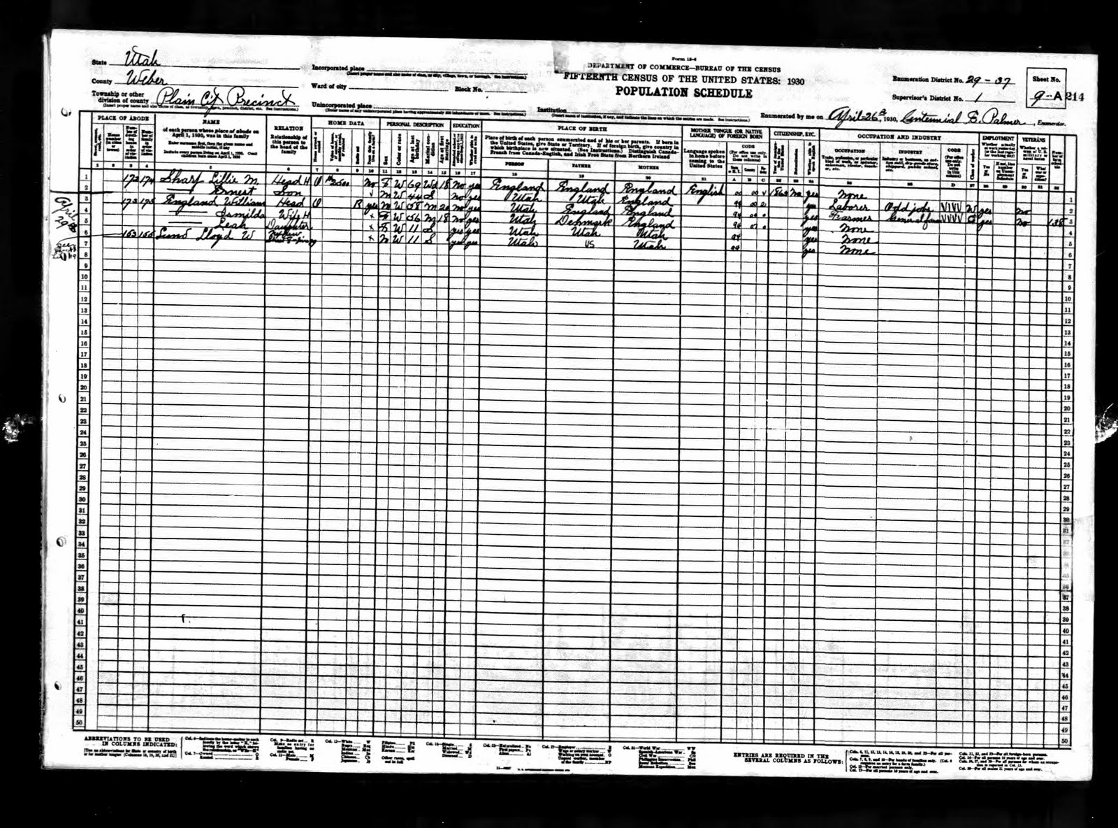 Source: Ancestry.com. 1930 United States Federal Census [database on ...