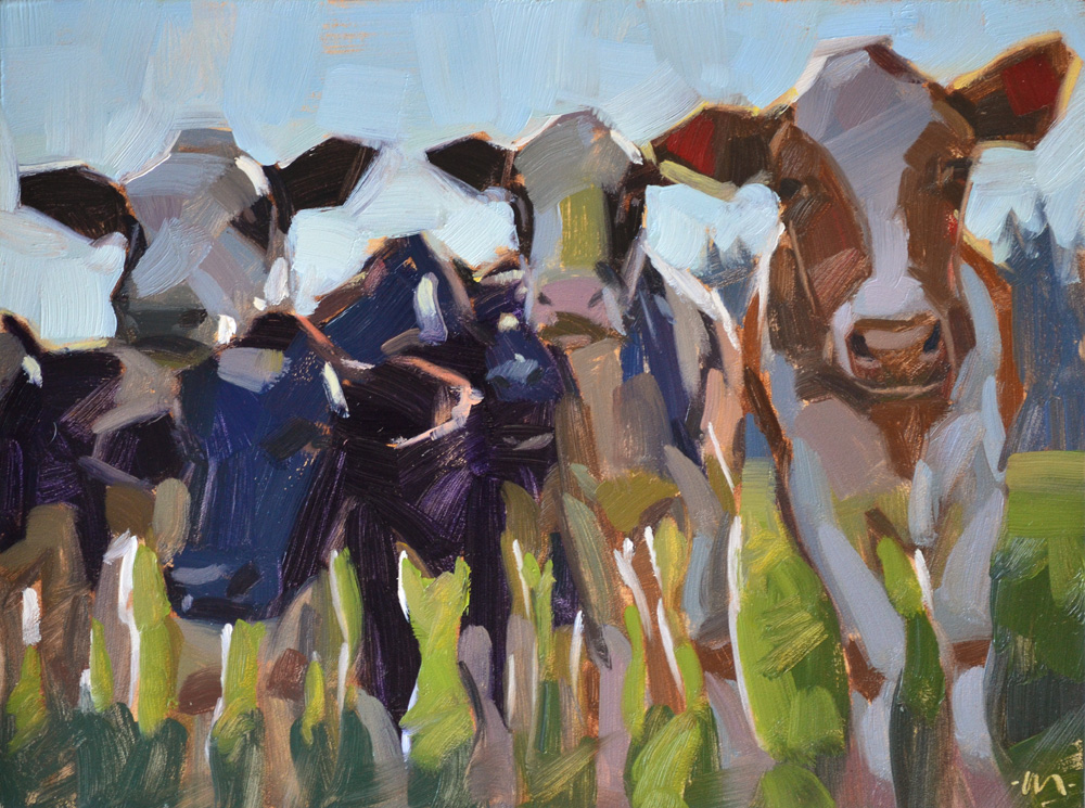 Carol Marine's Painting a Day: Cow Crowd