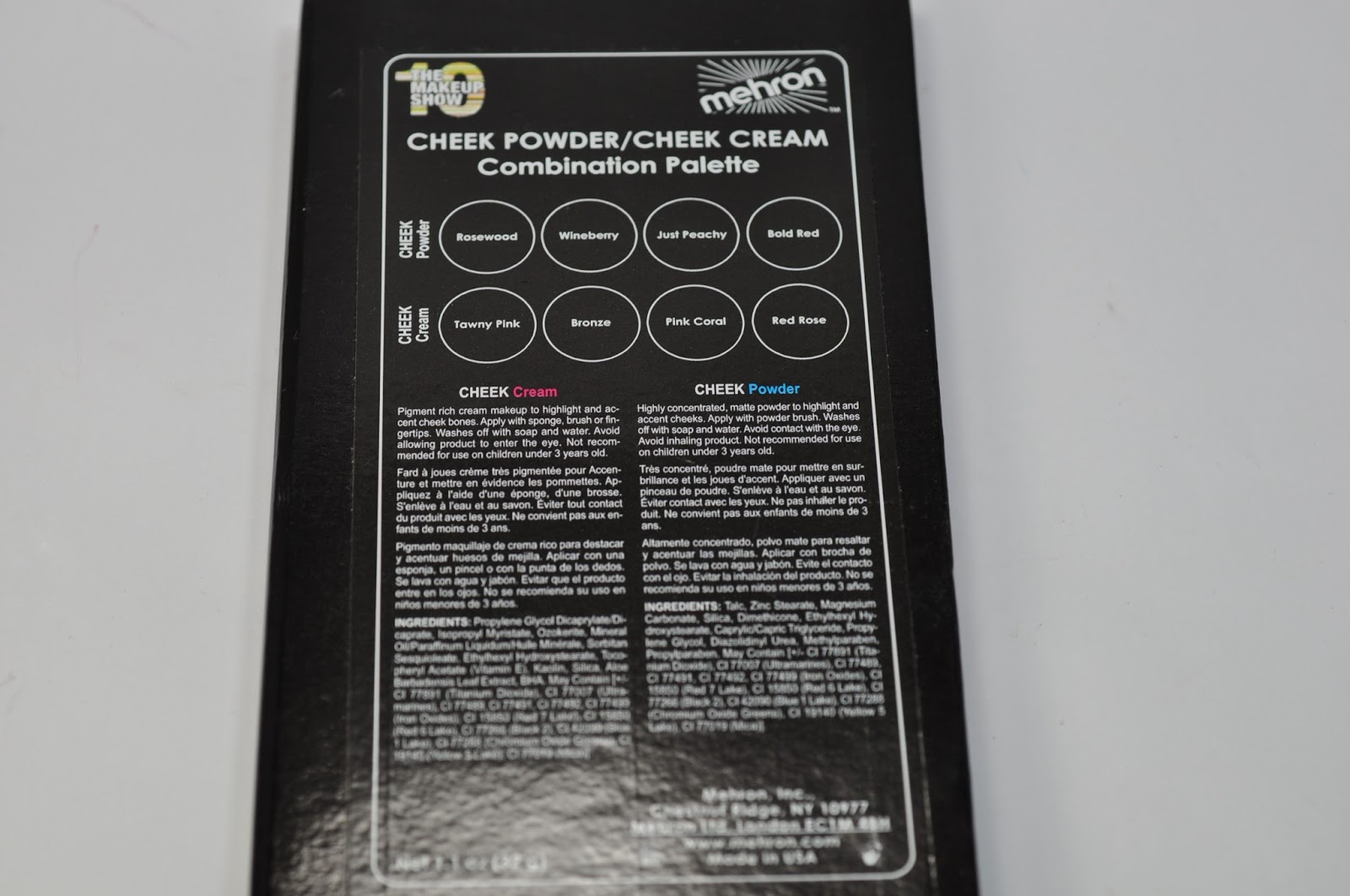 Mehron Cheek Cream & Cheek Powder 8-Color Palette Swatches, Look ...