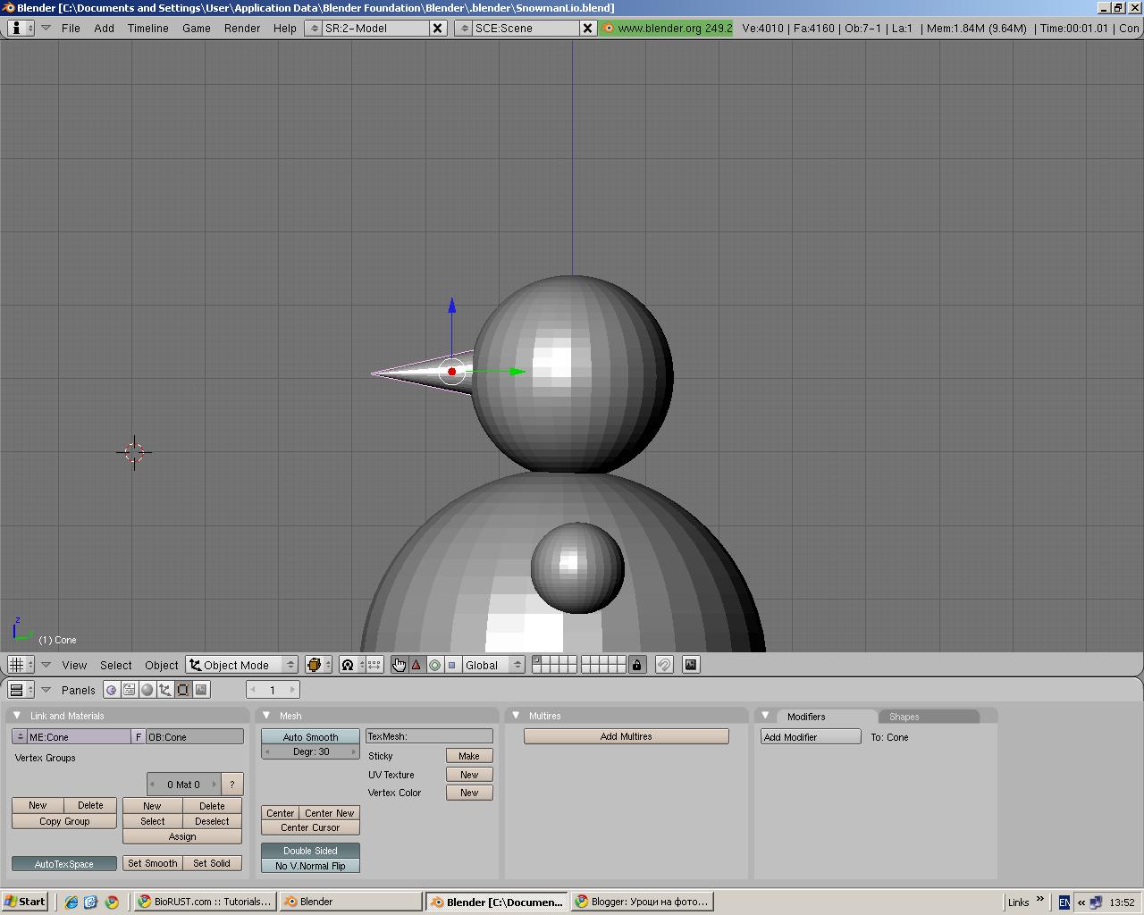 Уроци на фотошоп, GIMP, MS Office, Scratch, HTML&CSS: Snowman in blender tutorial / Снежен човек ...