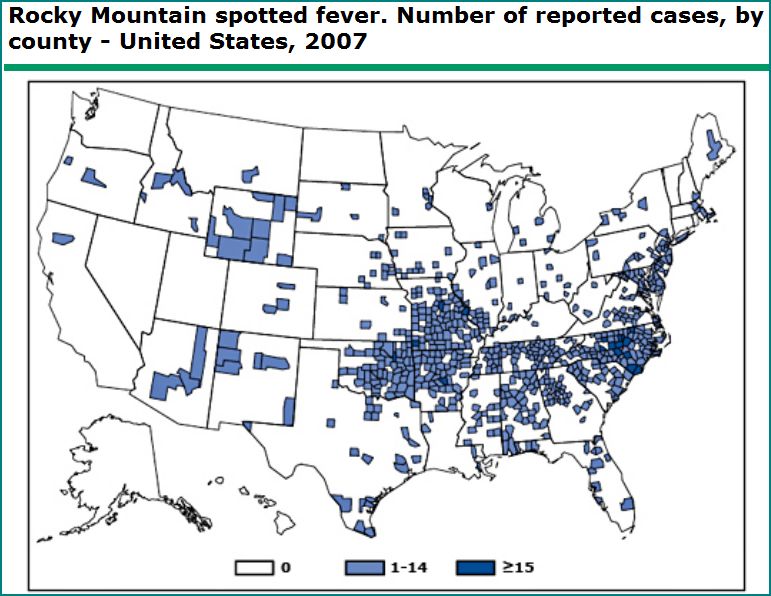 Which area of the US has the greatest incidence of Rocky Mountain ...