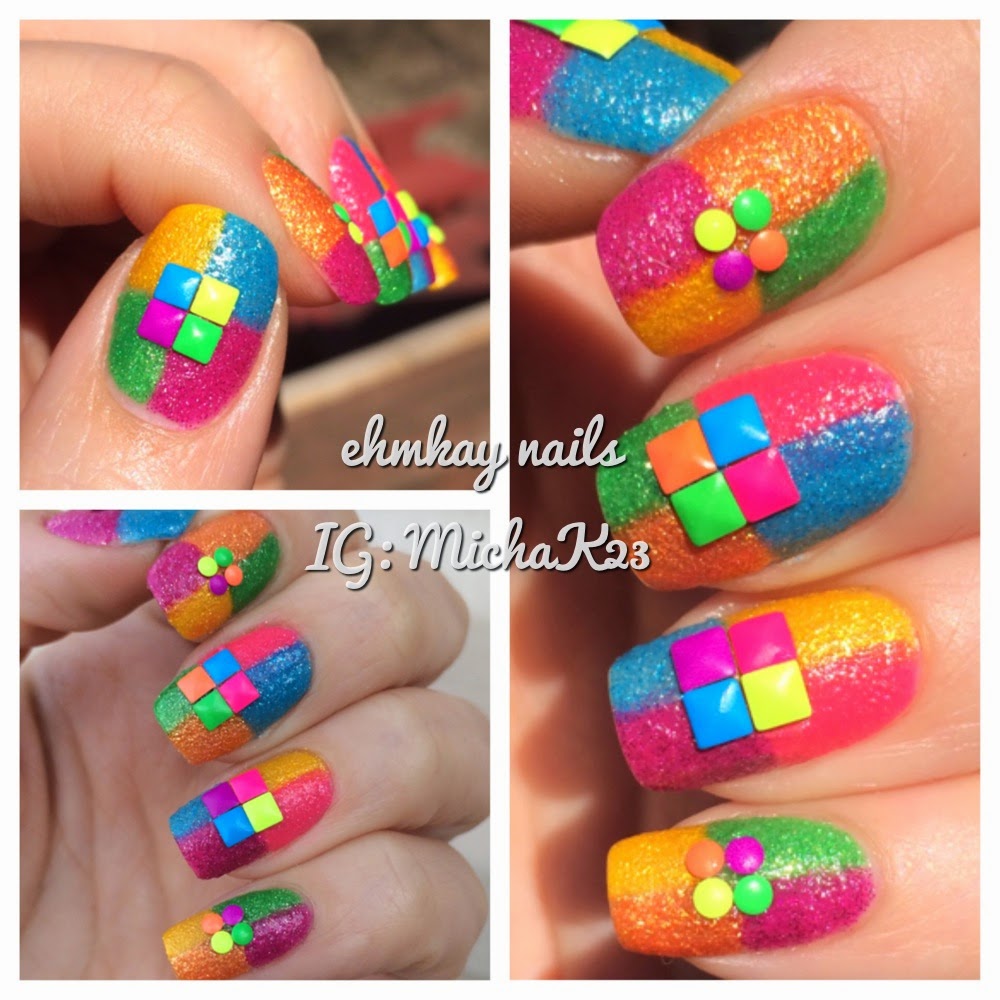 ehmkay nails: Born Pretty Review: Neon Studs over Neon Color Block ...