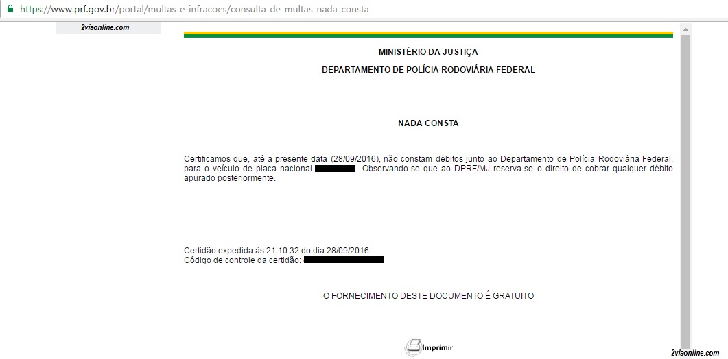 Nada Consta da PRF - Veja como imprimir 2024-2025