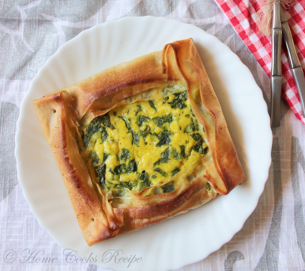 Spinach pie with spring roll sheets | Home Cooks Recipe