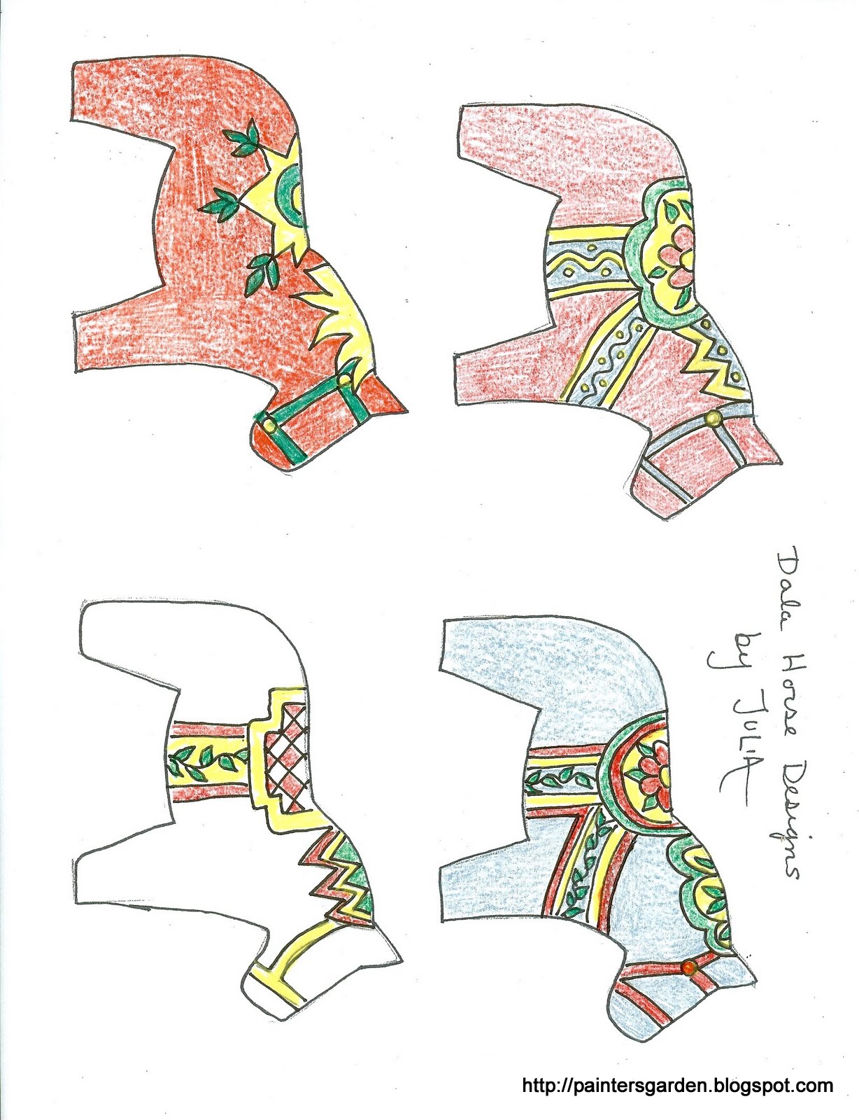 Paintersgarden: Dala Horse Design Worksheets