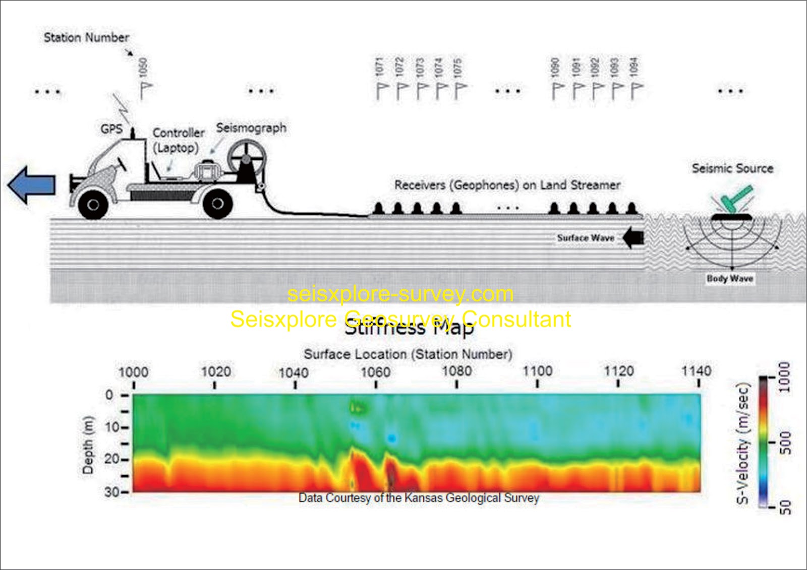 Seisxplore Survey: MASW (Multichannel Analysis of Surface Wave)