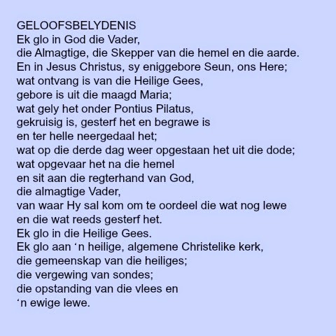 Afrikaanse Inspirerende Gedagtes & Wyshede: Geloofsbelydenis