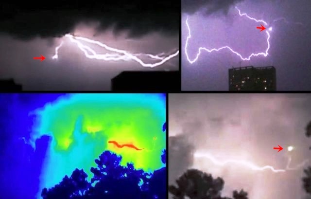 Lightning strikes unknown bright objects in the sky over Delaware and ...