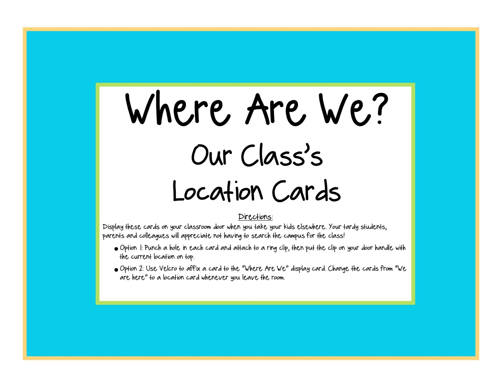 The Apple Tree Room: Where Are We? Class Location Cards (Bright Chevron ...