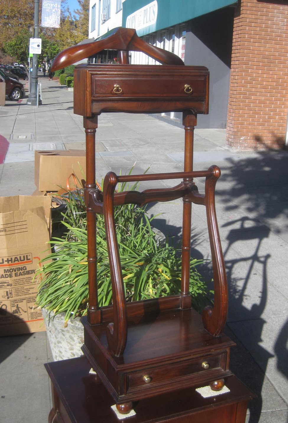 UHURU FURNITURE & COLLECTIBLES: SOLD - Teak Suit Caddy - $65