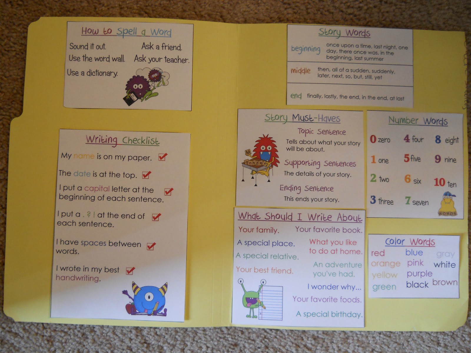 Teaching is Colorful: First grade writing folder