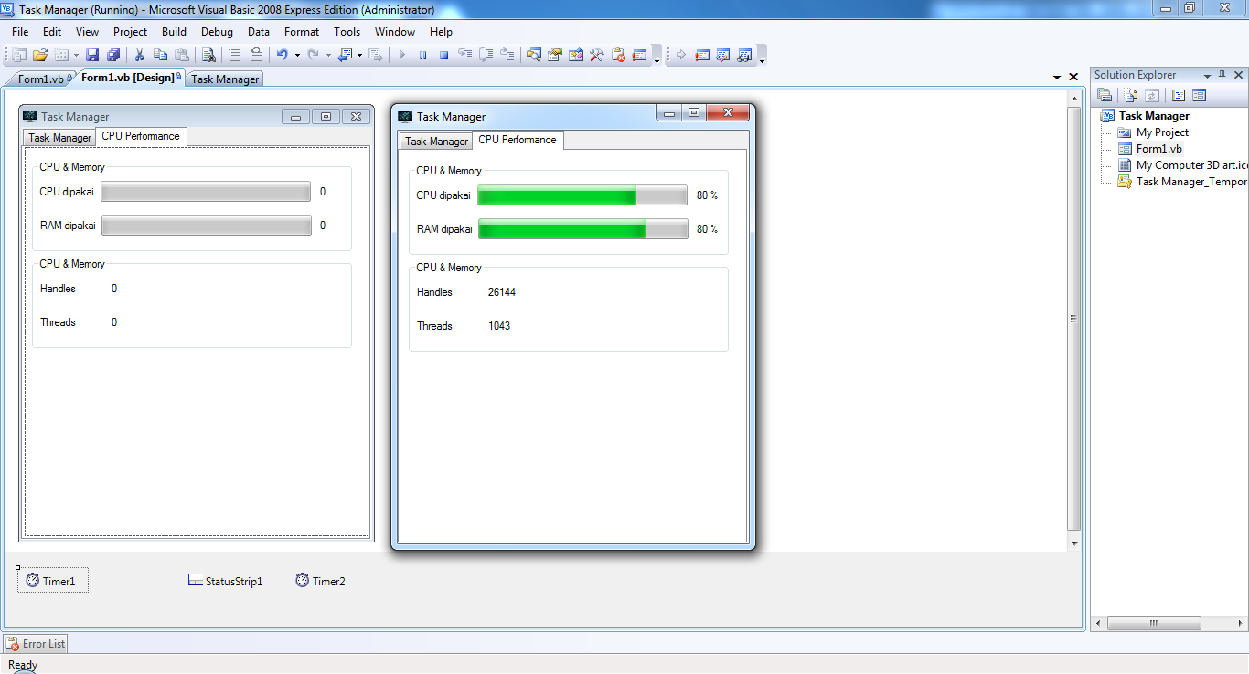 Membuat Task Manager & CPU Performance dengan visual basic 2008/vb.net - artikel visual basic