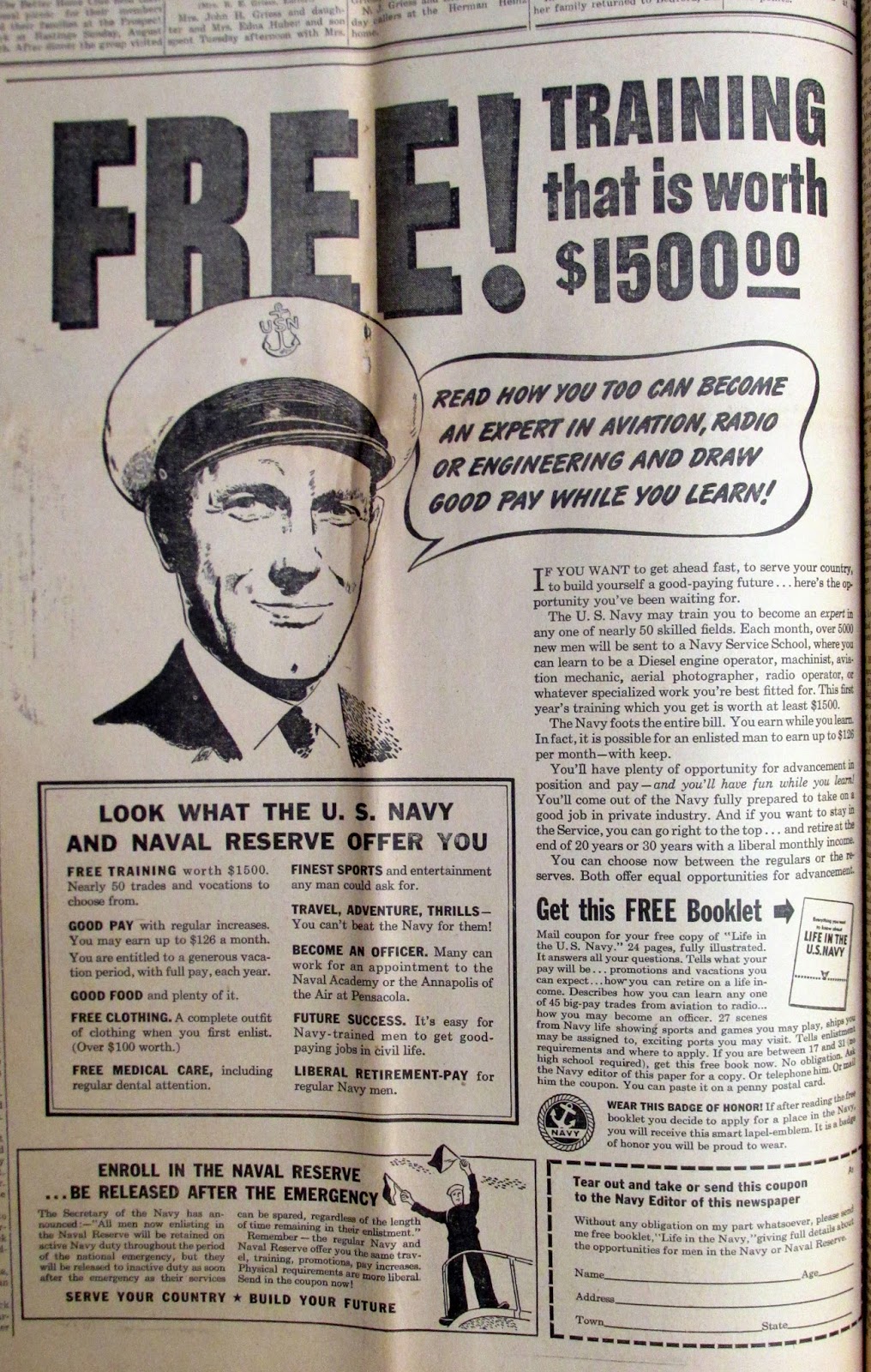 Sutton Nebraska Museum: Navy Recriting Ads from September and October ...